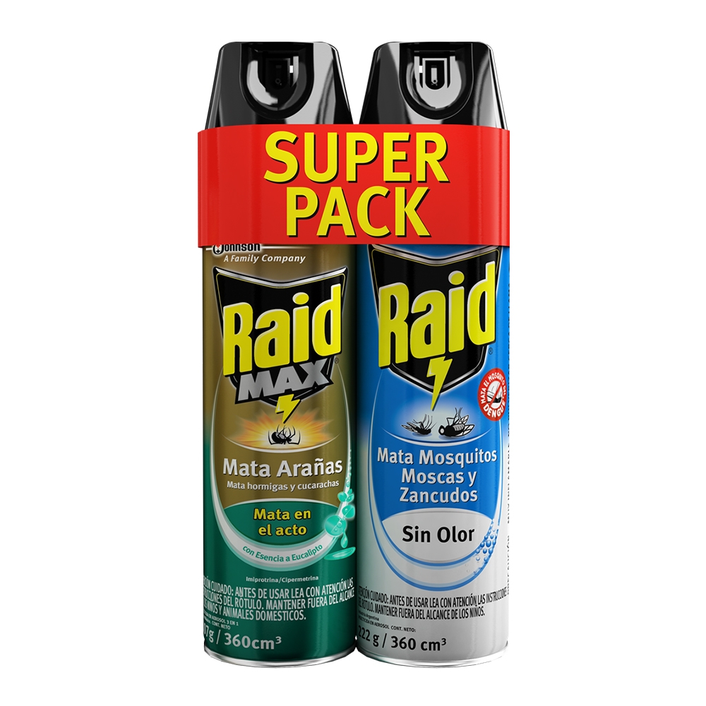 RAID INSECTICIDA ODORLESS + RAID MAX EUCALIPTO - Lagos Distribuidores